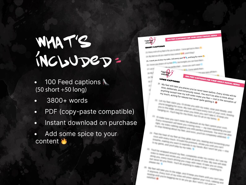 100 Feet Caption Short Long Posts for Onlyfans Planner, Findom, Femdom, Solo Content Creator - Etsy