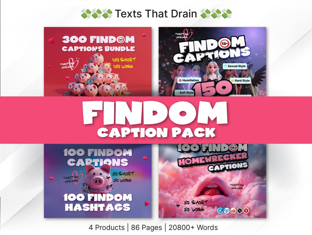 Findom Caption Pack | Paypig Template Message, Short & Long Domination Phrases, Findom Hashtag ...