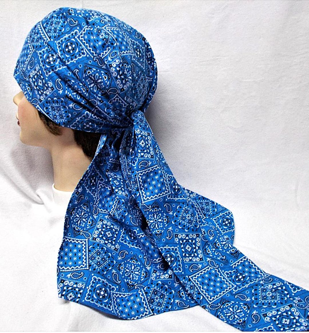 DORAG BLUE XLONG Cotton Bandana Design Doo Rag: Helmet Liner - Etsy
