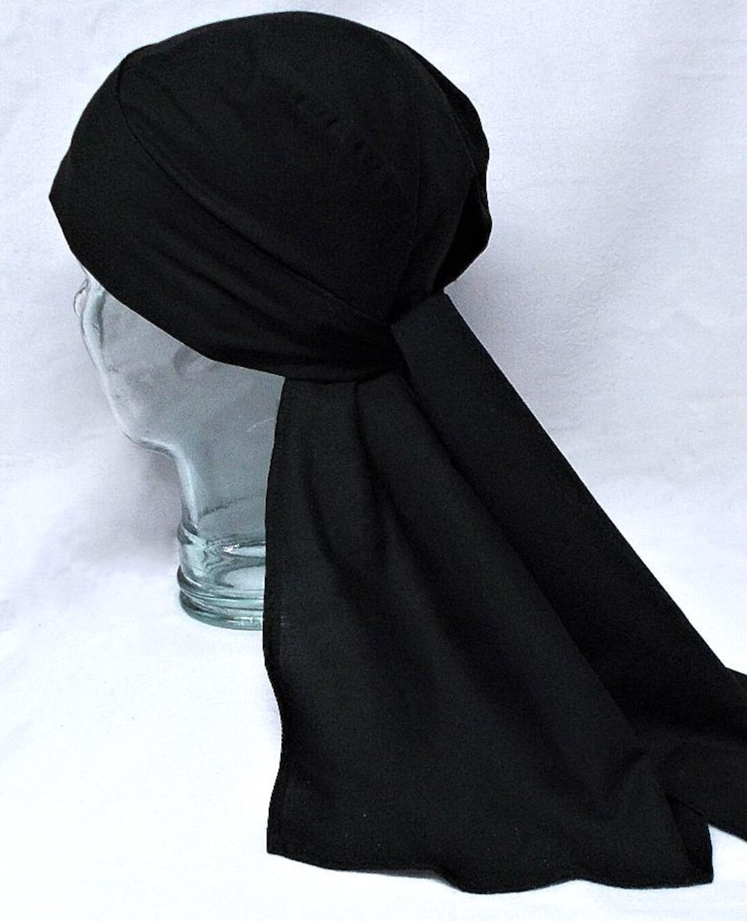DO RAG Cotton Dew Rag Basic Black Head Rag Biker XLONG Doorag Men ...