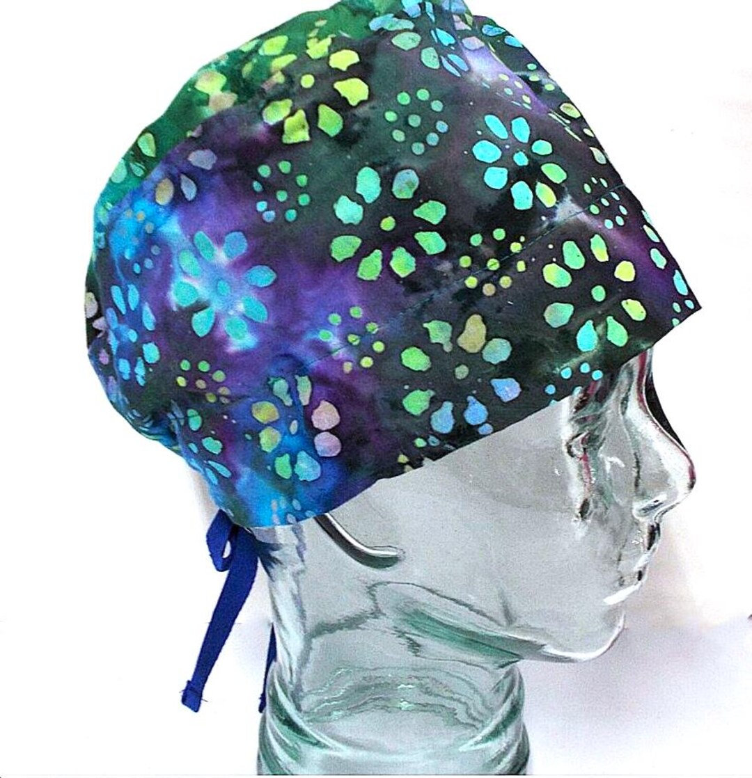 BLUE BATIK COTTON Scrub Cap - Etsy