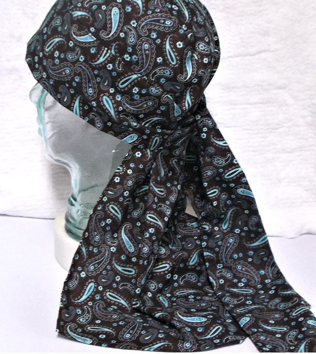 DEEP BROWN With TURQUOISE Paisleys Xlong Mens or Womens Dorag Durag - Etsy