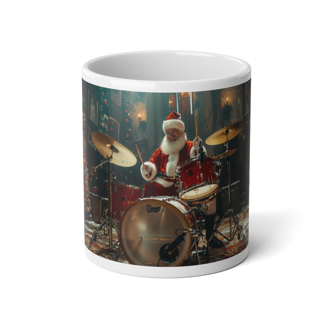 Santa Drummer Jumbo Mug Christmas Gift, 20oz Coffee Cup, Rock Band ...