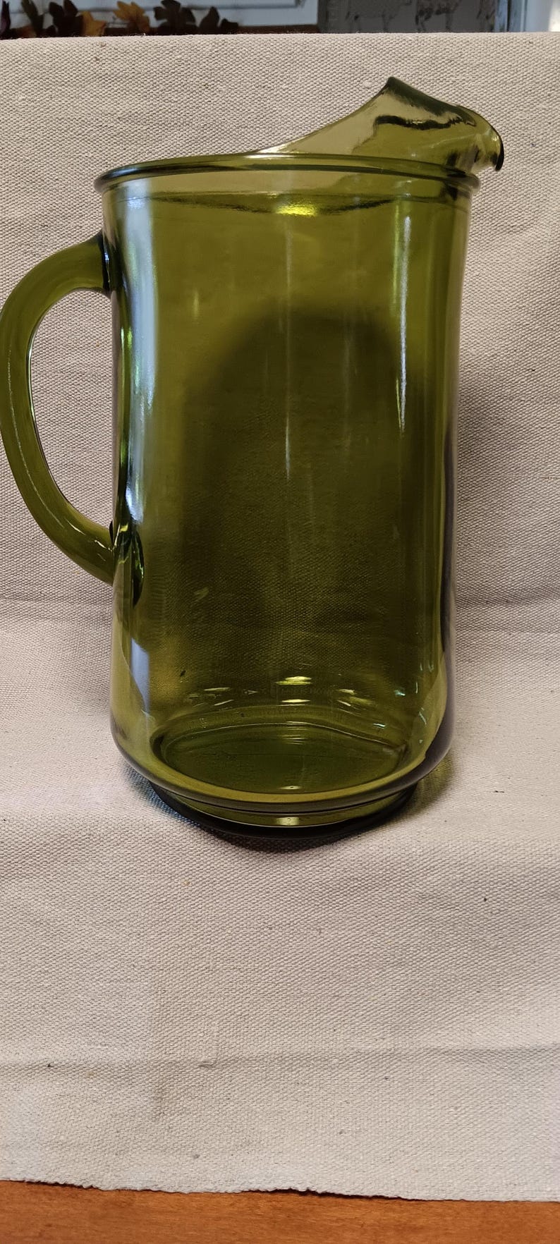 Vintage Anchor Hocking Green Glass Pitcher. - Etsy