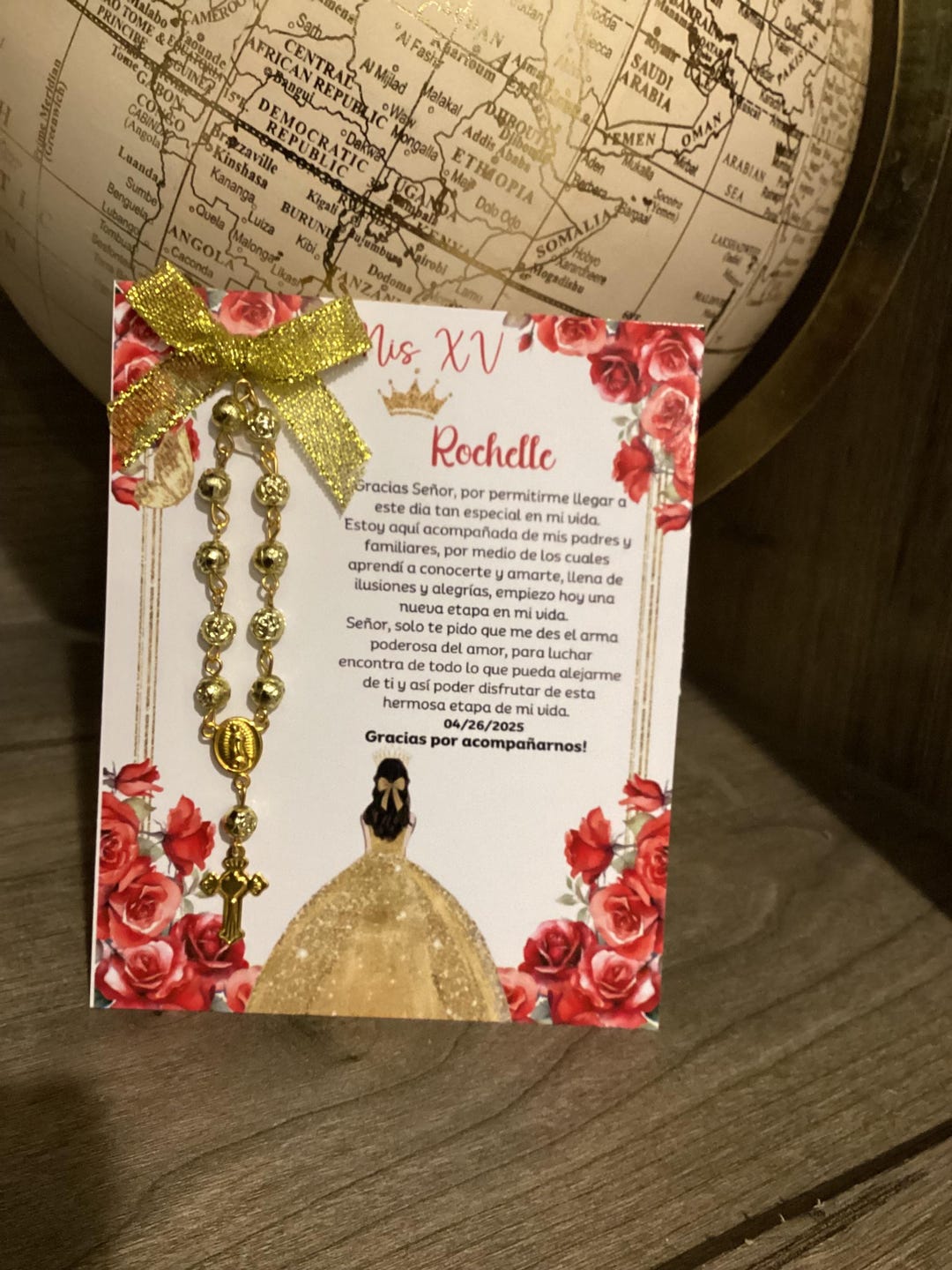 Quinceañera Favors: Prayer Card With Rosary, Personalized Recuerdos ...