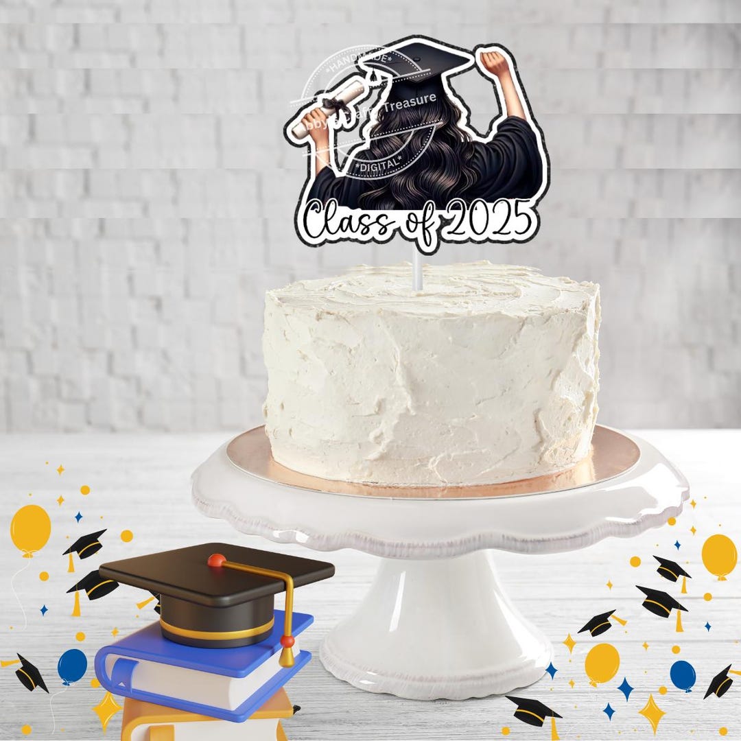 Graduation Girl Cake Topper, Flower Arrangement Topper, Graduation ...