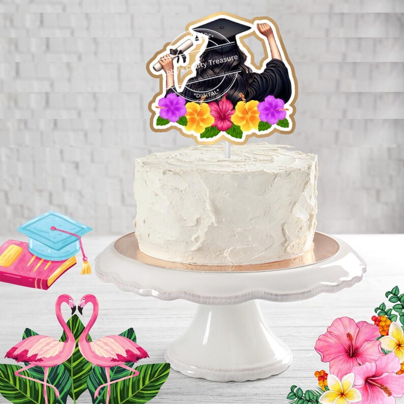 Graduation Girl Cake Topper, Flower Arrangement Topper, Graduation ...
