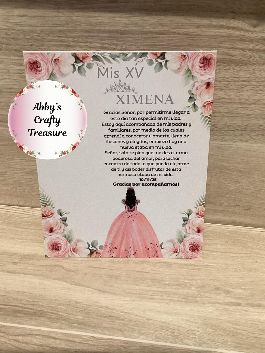 Quinceañera Favors: Prayer Card With Rosary, Personalized Mis XV ...
