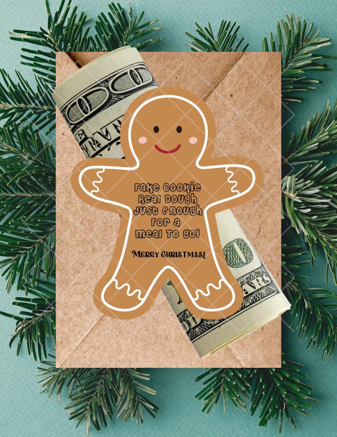 Printable Gingerbread Man Money Holder PDF File, Holiday Dough, Funny ...
