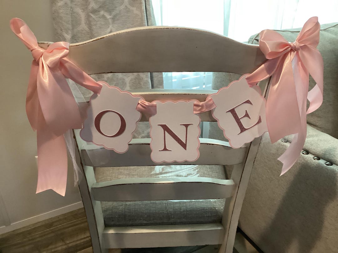 Coquette First Birthday High Chair Banner: Pink & Glitter Cake Smash ...