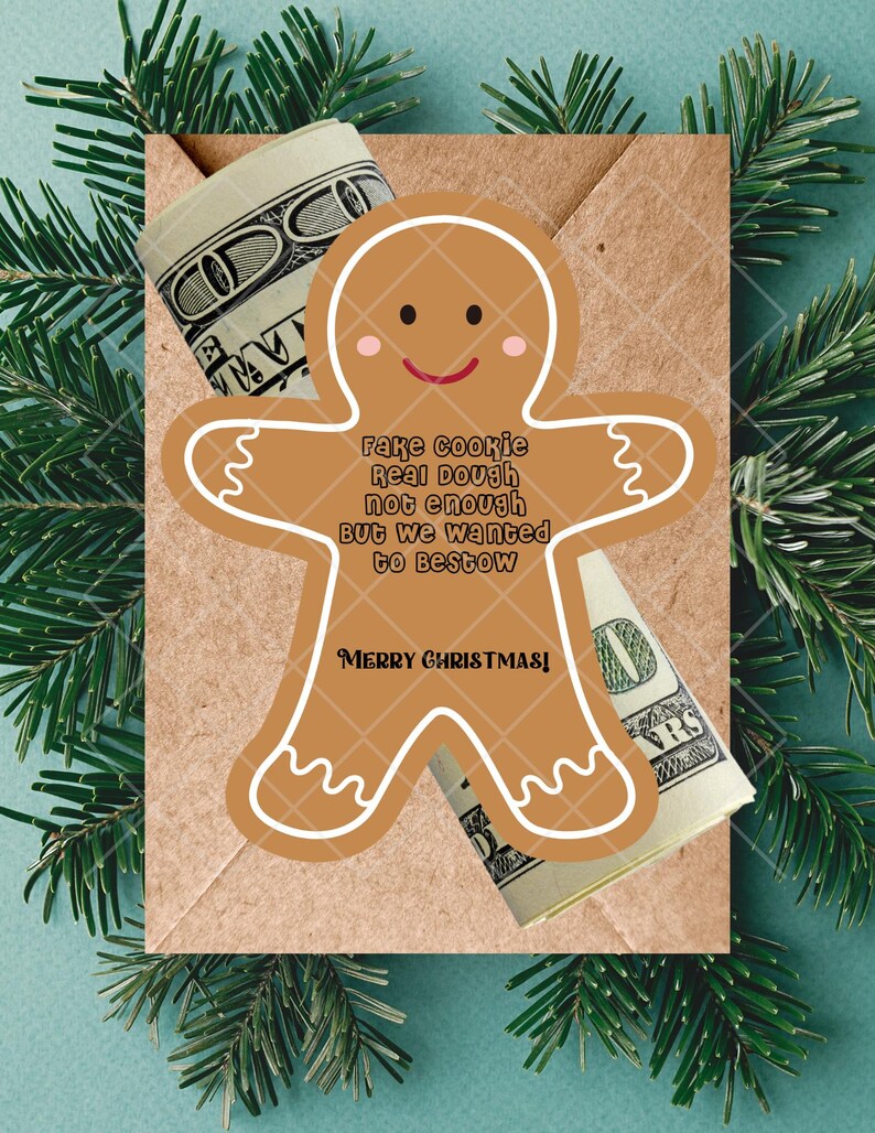 Printable Gingerbread Man Gift Tag PDF File, Gingerbread Cash Tag ...
