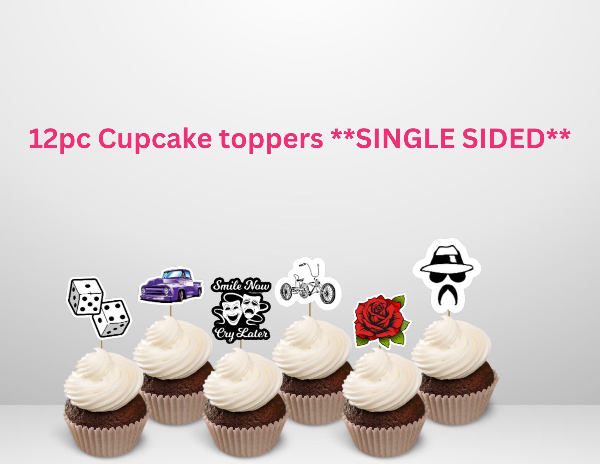 12pc Lowrider Cupcake Toppers, Chola Party Decor, Chicano Culture ...