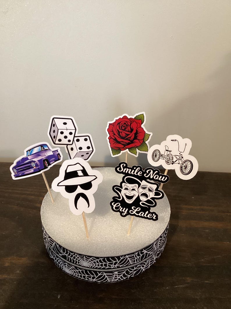 12pc Lowrider Cupcake Toppers, Chola Party Decor, Chicano Culture ...