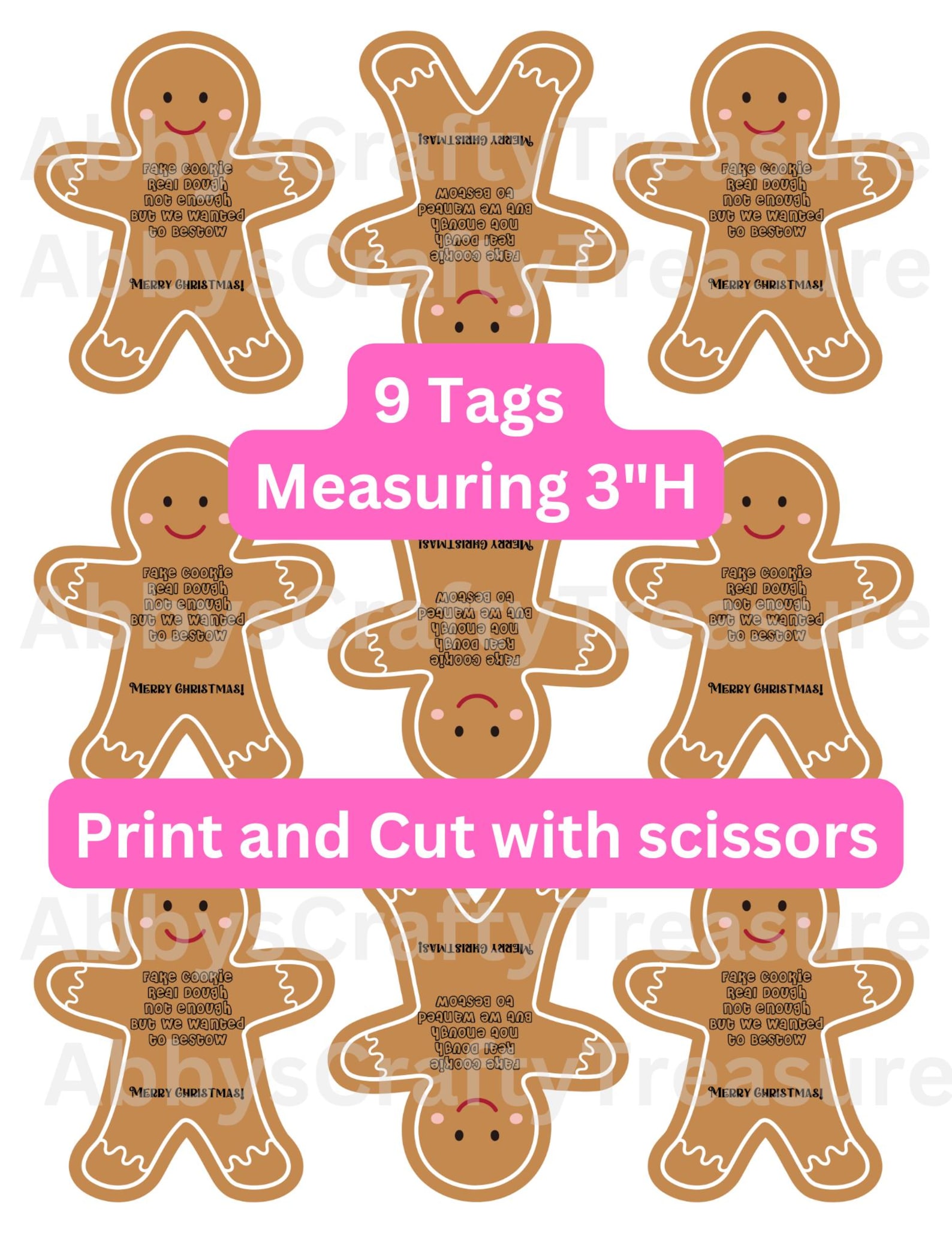 Printable Gingerbread Man Gift Tag PDF File, Gingerbread Cash Tag ...