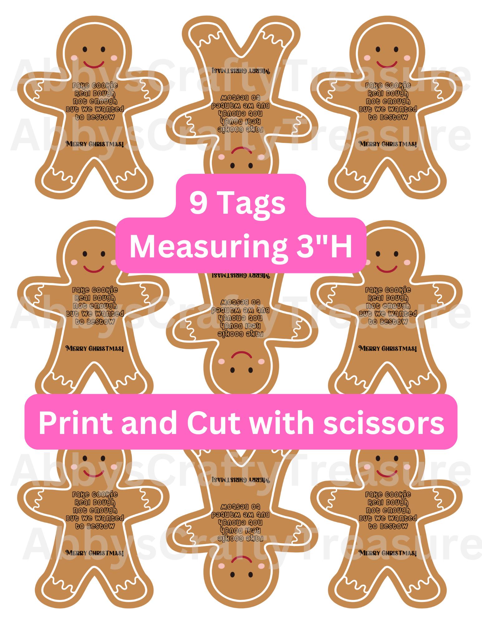 Printable Gingerbread Man Gift Tag PDF File, Gingerbread Cash Tag ...