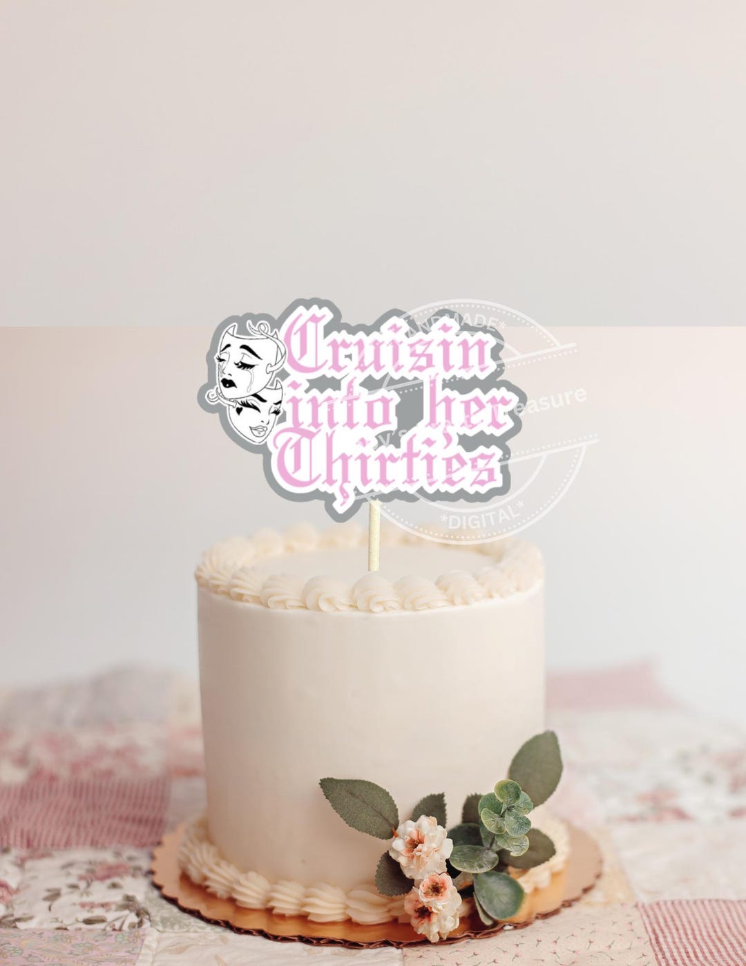 Cruisin Into Her Thirties Cake Topper, Pink and Silver Birthday, Chola ...