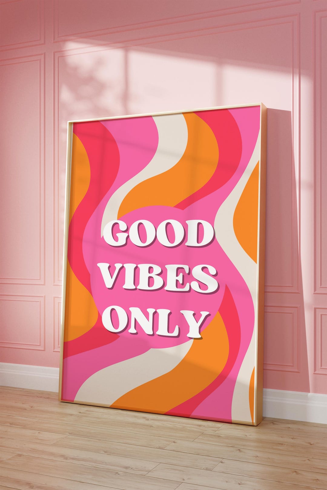 Radiant Retro Vibes - Groovy Good Vibes Only Wall Art, Colorful Wavy ...