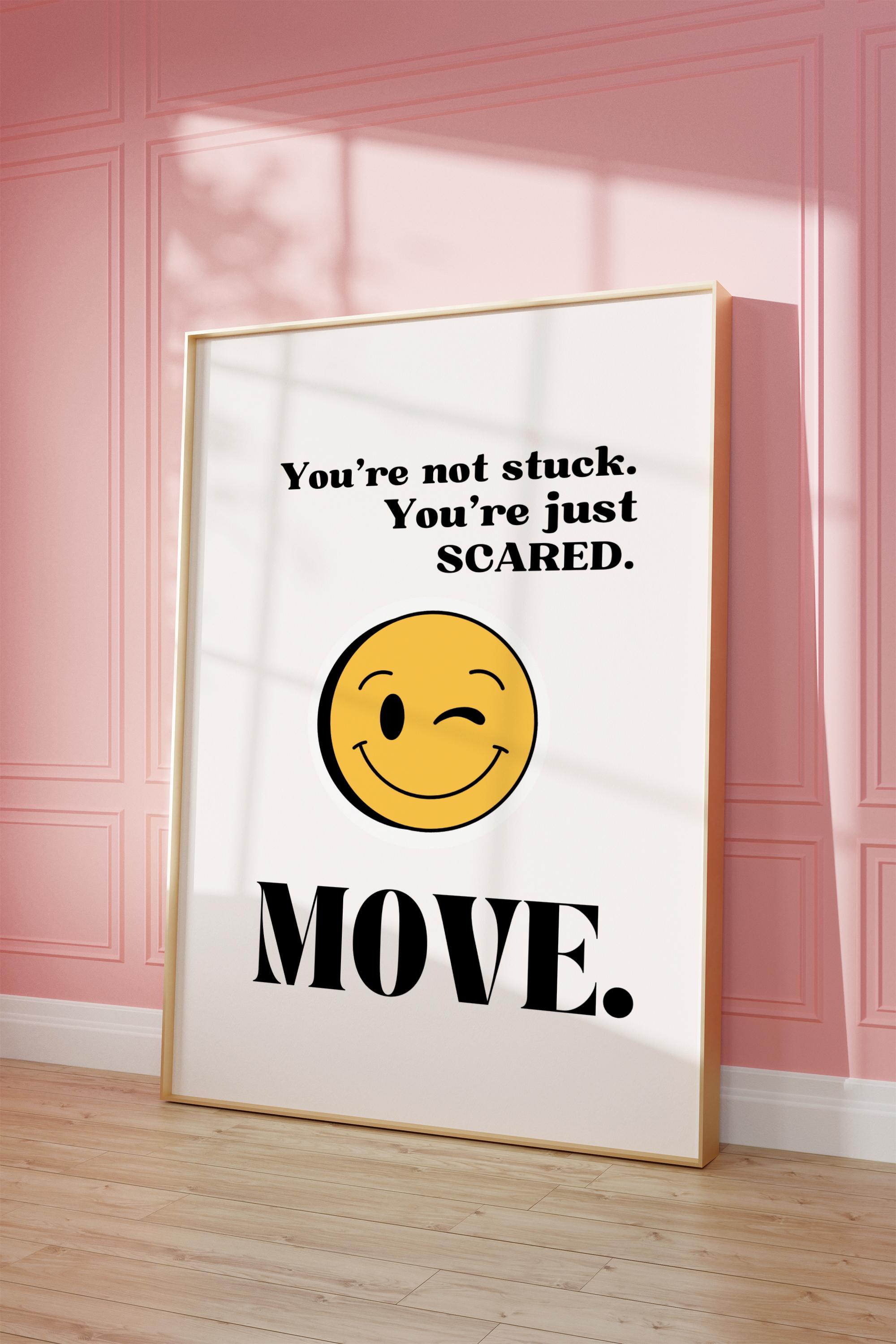 Motivational Wall Art Printable, Pink Aesthetic Poster, Move Forward ...