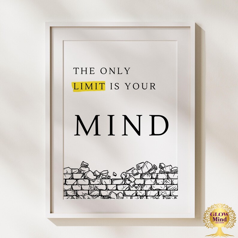 Mindset Wall Art, Break Limits Poster, Motivational Quote Print, Gym ...