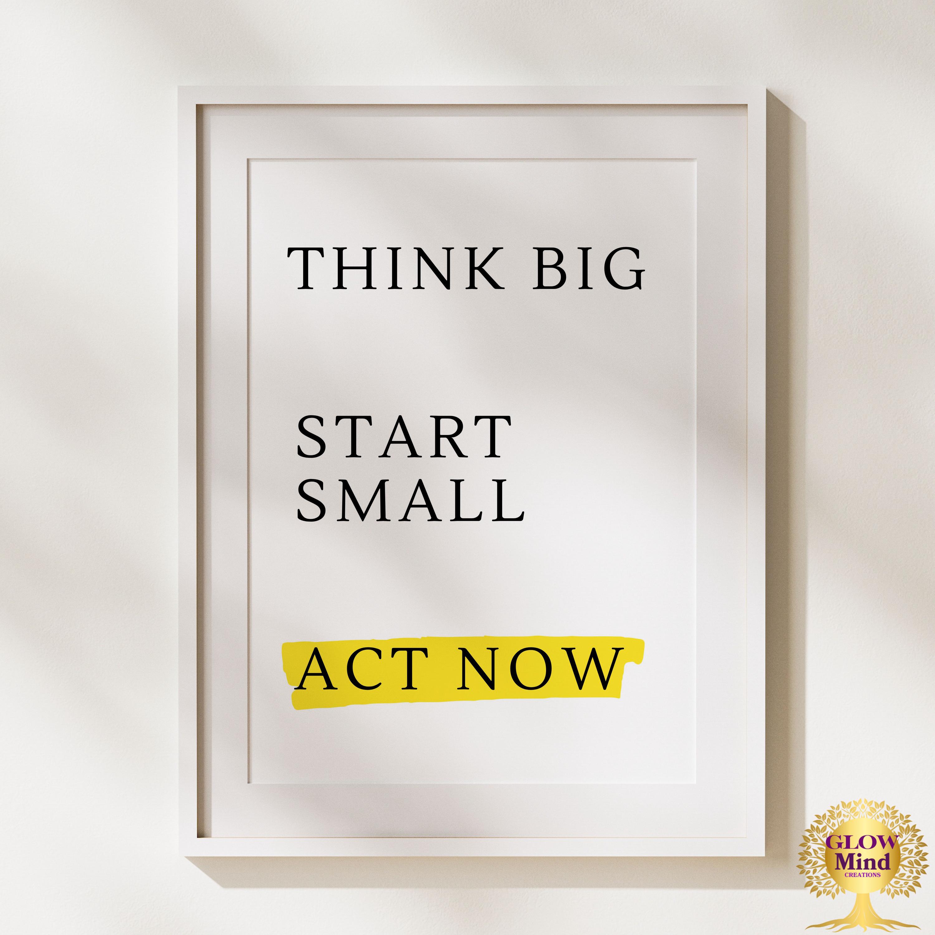 Think Big Motivational Wall Art-productivity Quote Print-success ...
