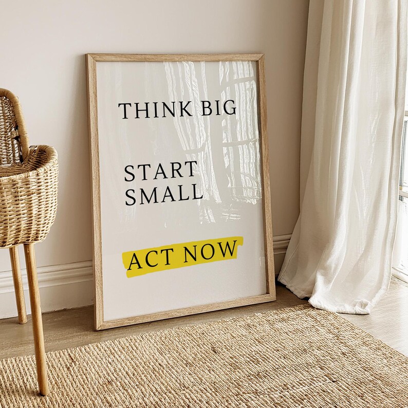 Think Big Motivational Wall Art-productivity Quote Print-success ...
