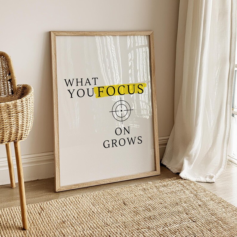 Focus Growth Mindset Poster – Motivational Success Wall Art ...