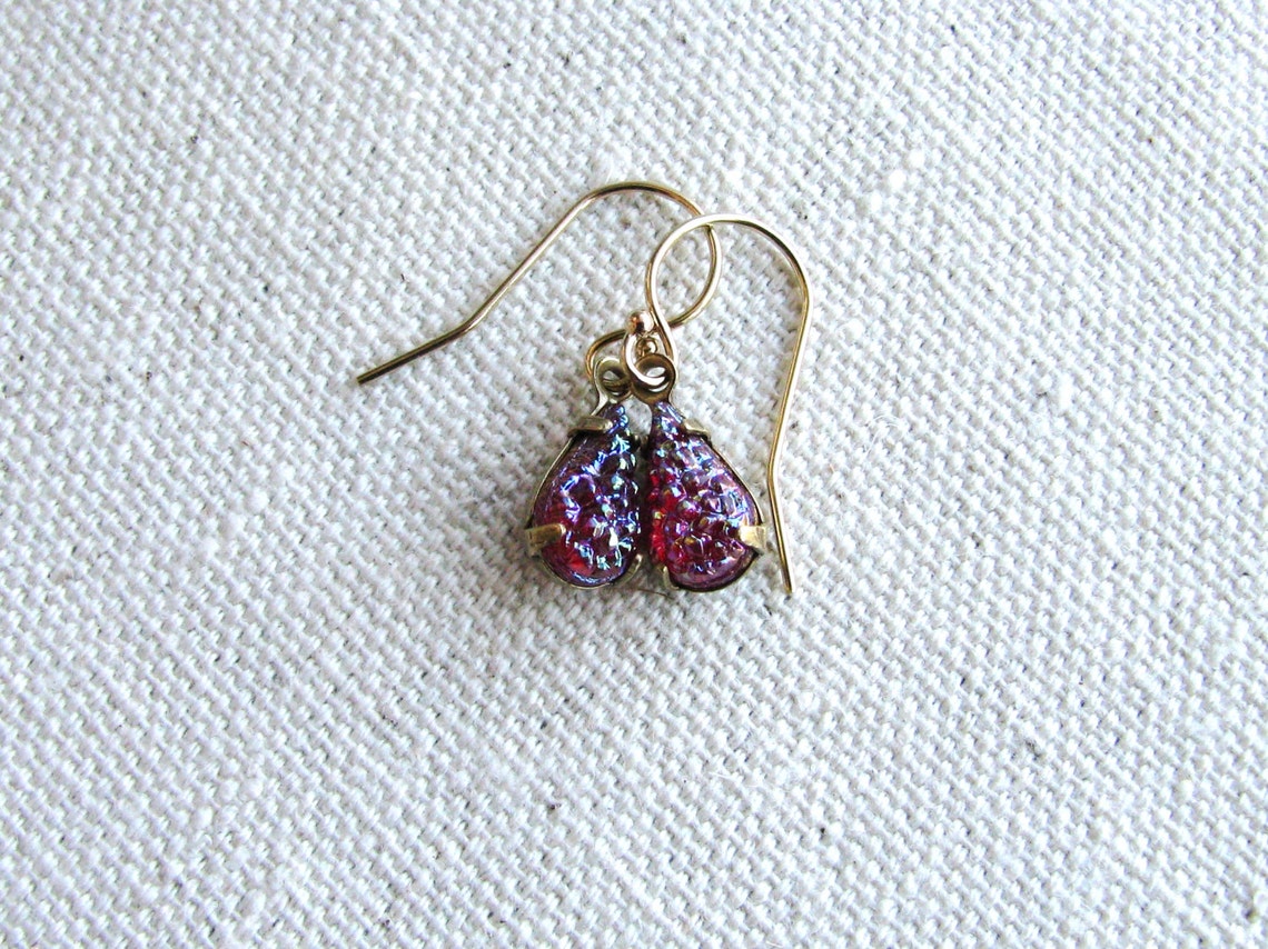 Glass Jewel Earrings Vintage Cut Gems Cherry Red Tear Drop | Etsy