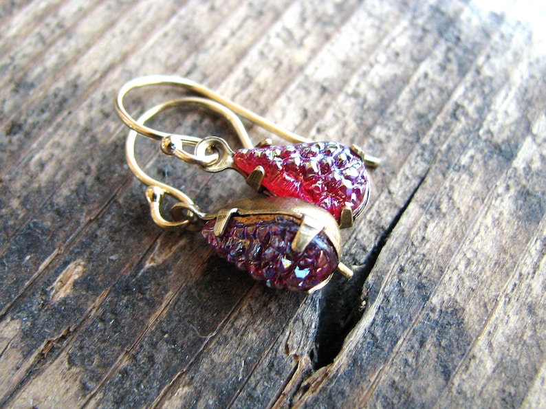 Glass Jewel Earrings Vintage Cut Gems Cherry Red Tear Drop - Etsy