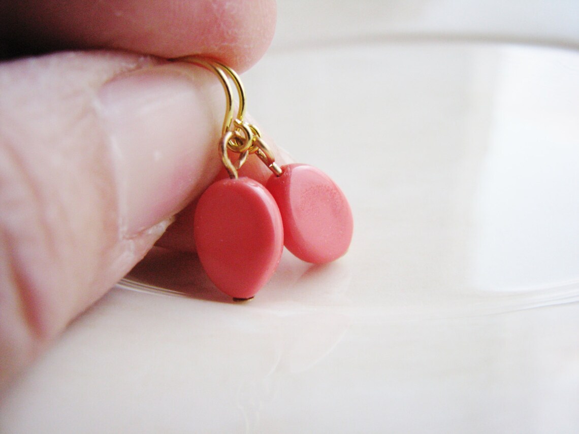 Pink Bead Earrings Dangle Earrings Minimalist Handmade - Etsy
