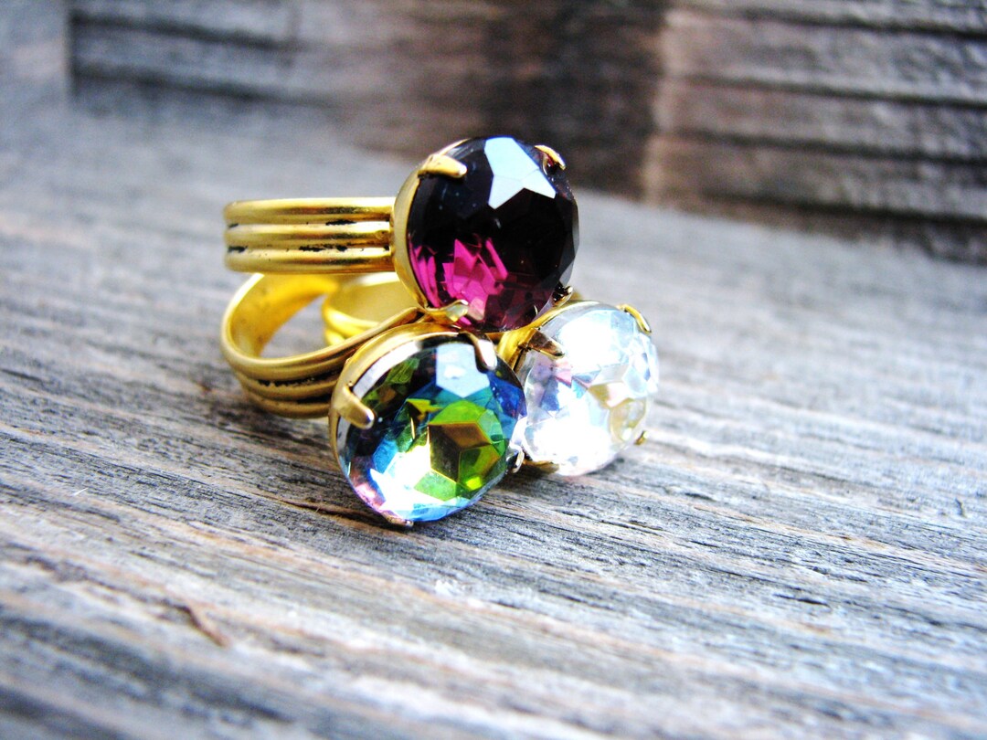 Jewel Ring, Sparkle Rings, Stacking Ring, Costume Jewelry, Gold Ring ...