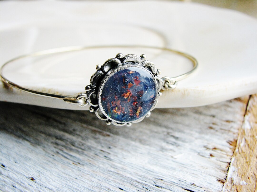 Opalescent Bangle Bracelet, Bangle, Resin Jewelry, Faux Stone, Geology ...