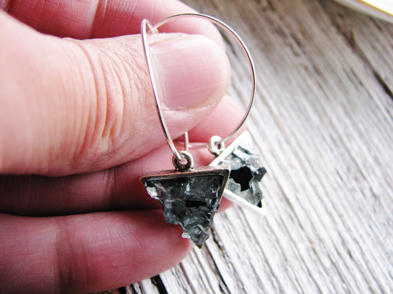 Triangle Earrings Geometric Earrings Glass Earrings Resin - Etsy