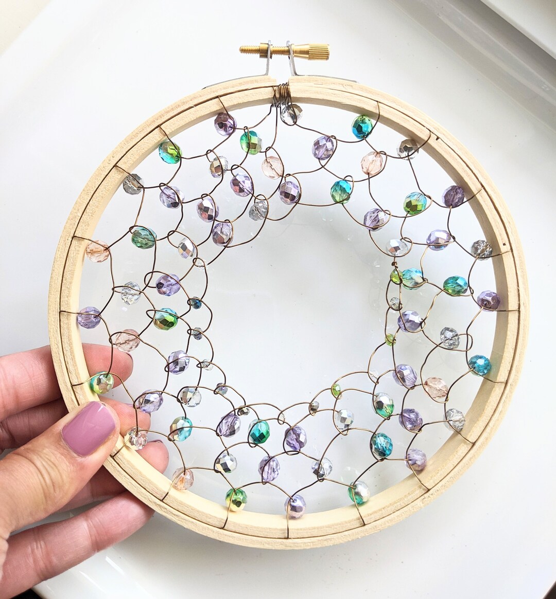 Glass Bead Suncatcher, Beaded Window Art, Beaded Sun Catcher, Wall Art ...