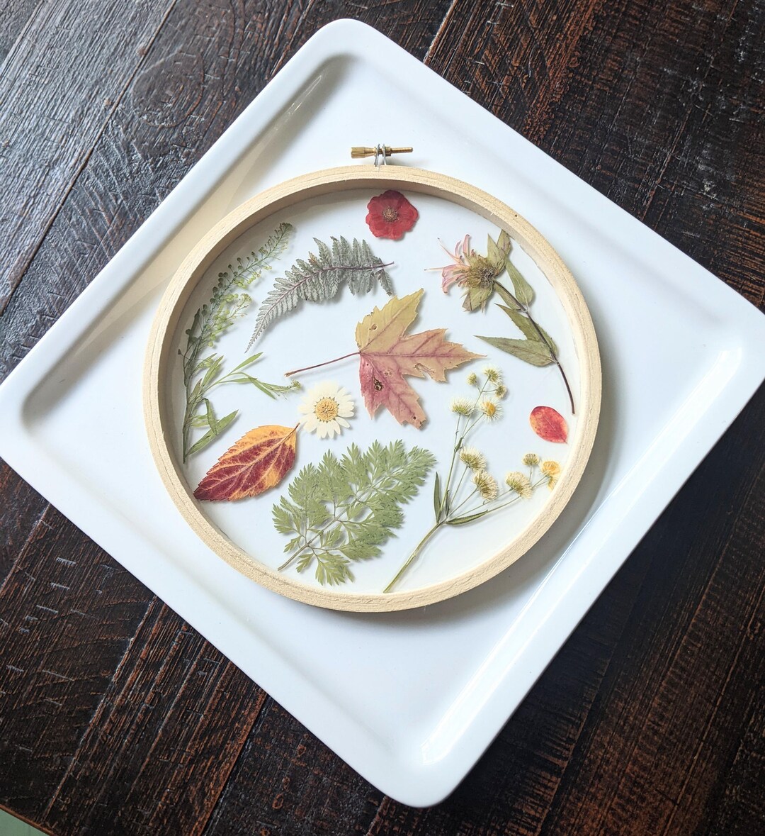 Framed Flowers Wall Art, Assorted Flowers, Hoop Art Decor, Botanical ...