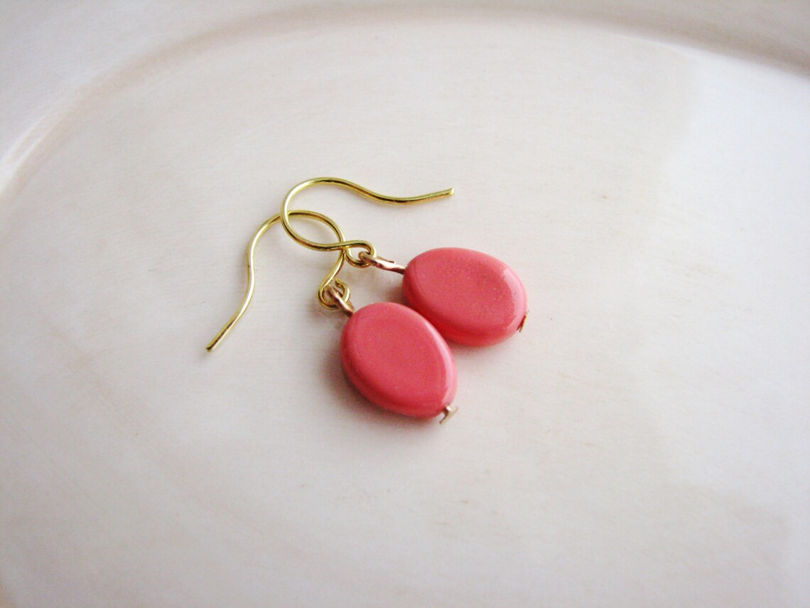 Pink Bead Earrings Dangle Earrings Minimalist Handmade | Etsy