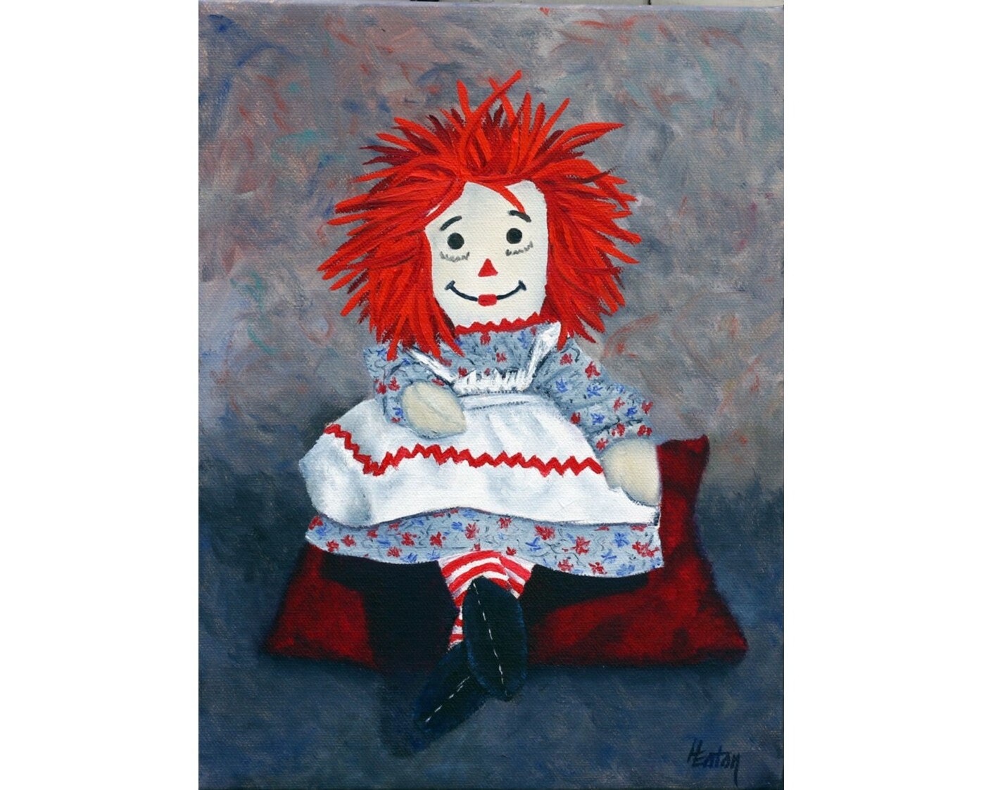 Raggedy Ann Doll Original Oil Painting: Americana Girl Nursery Art ...