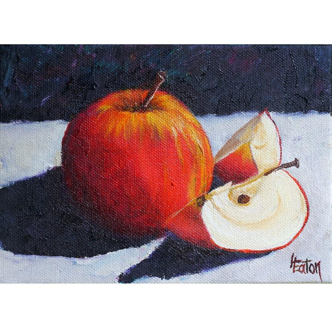 Apfel Stillleben Ölgemälde: 5x7 Küche Wandkunst - Etsy.de