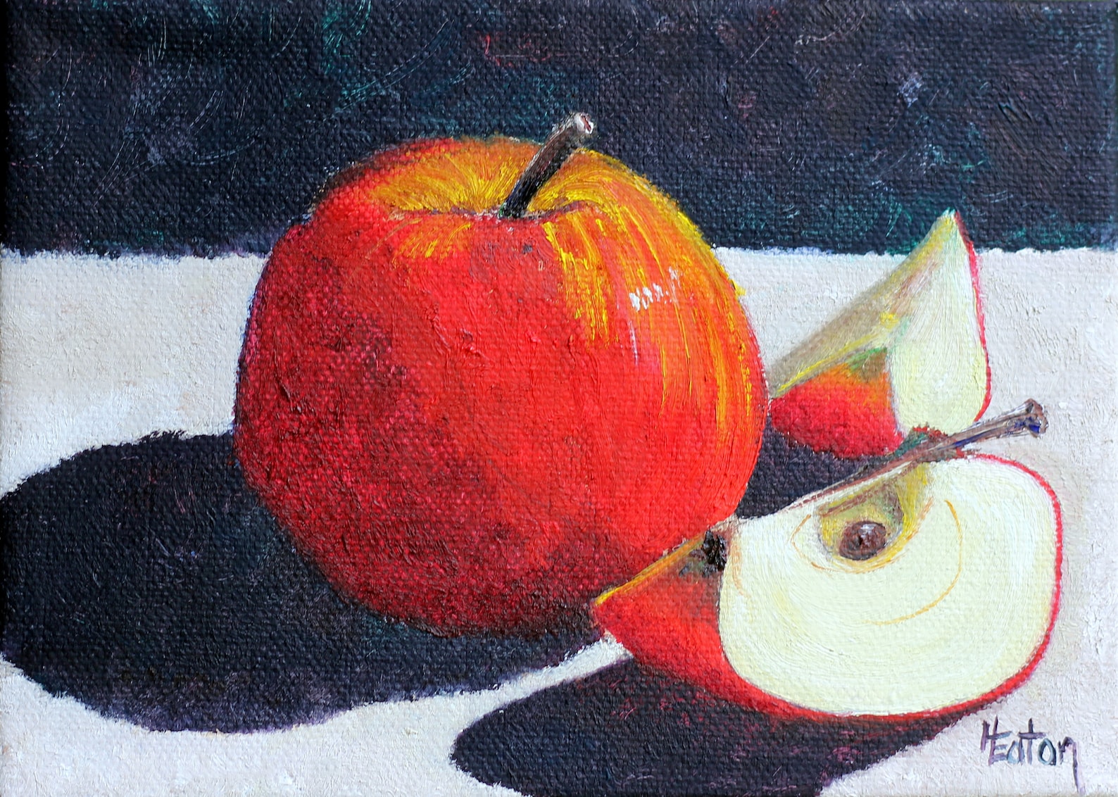 Apple Stillleben Malerei roter Apfel 5 x 7 Obst | Etsy