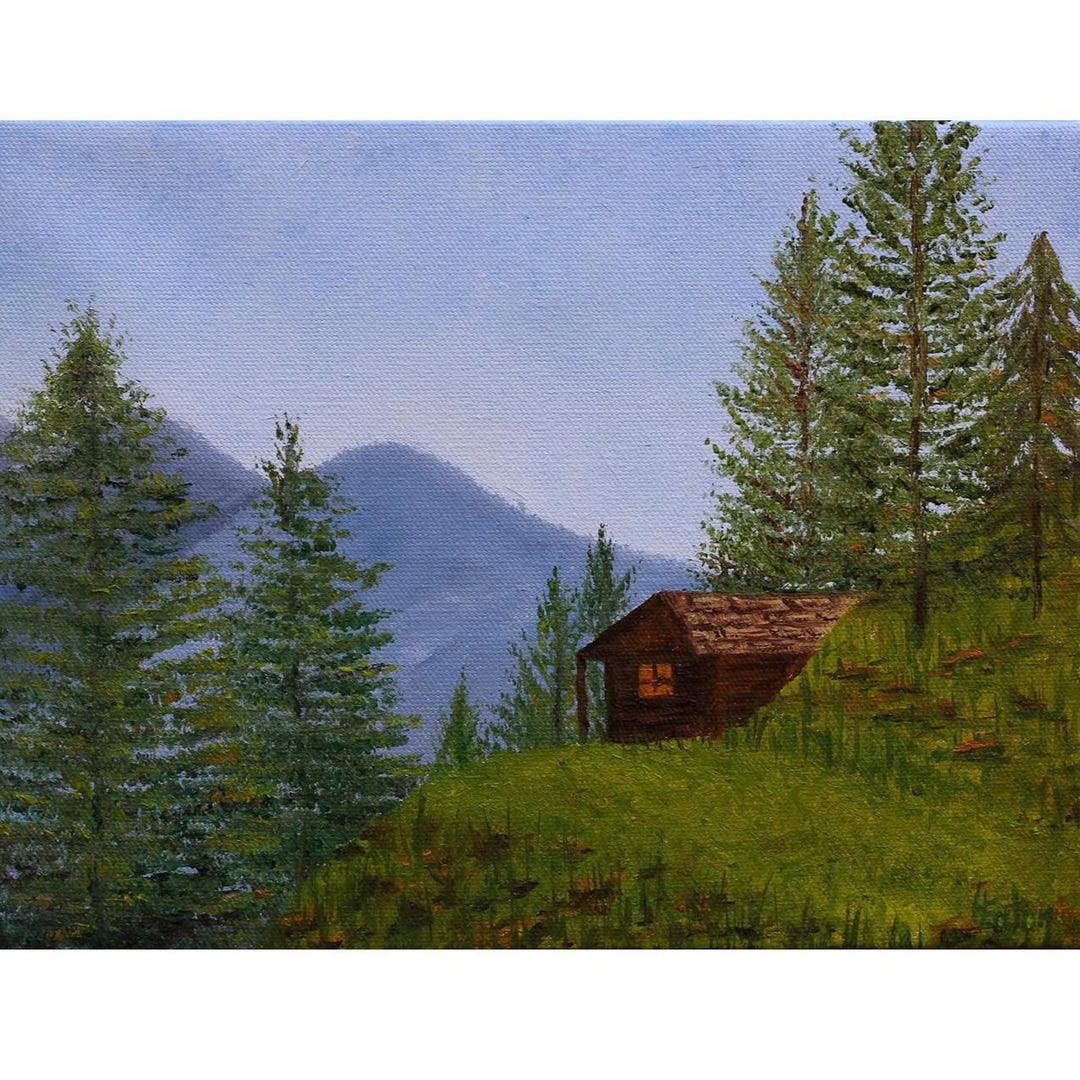 Log Cabin Oil Painting: Smoky Mountains Landscape Art (9x12) - Etsy