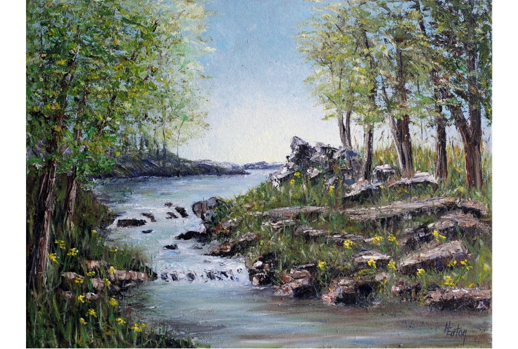 Art & Collectibles River Painting Original Oil Landscape Wall Art 12 by ...