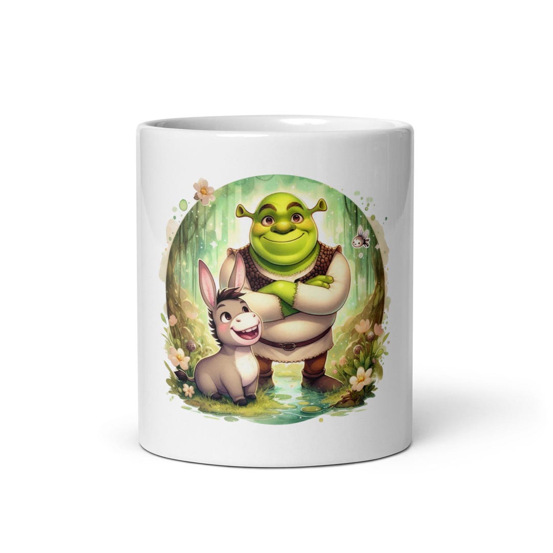 Shrek and Donkey Kawaii Mug Adorable Swamp Duo Design, Dishwasher ...