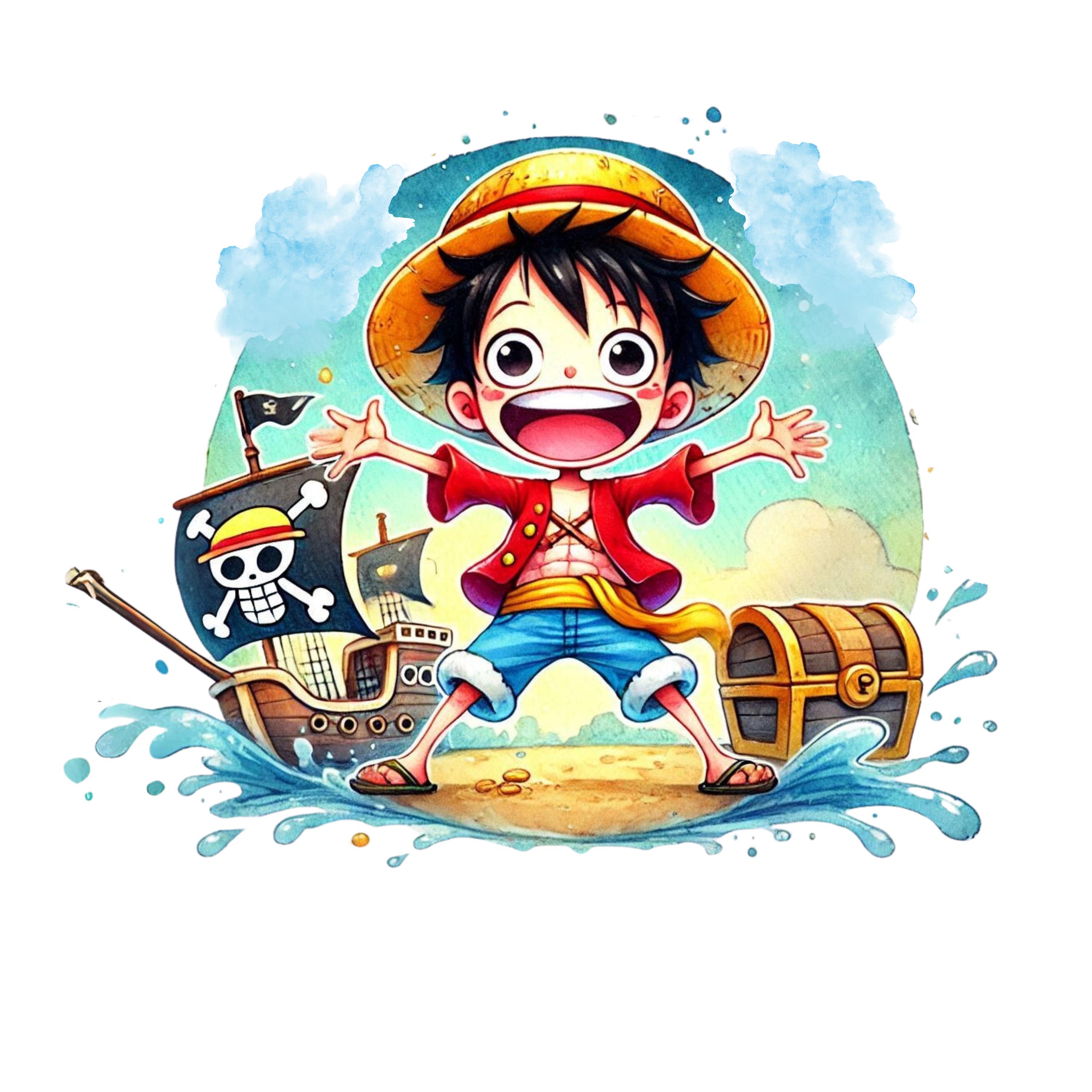 Watercolor Kawaii Luffy Clipart Cute One Piece Illustration in PNG ...