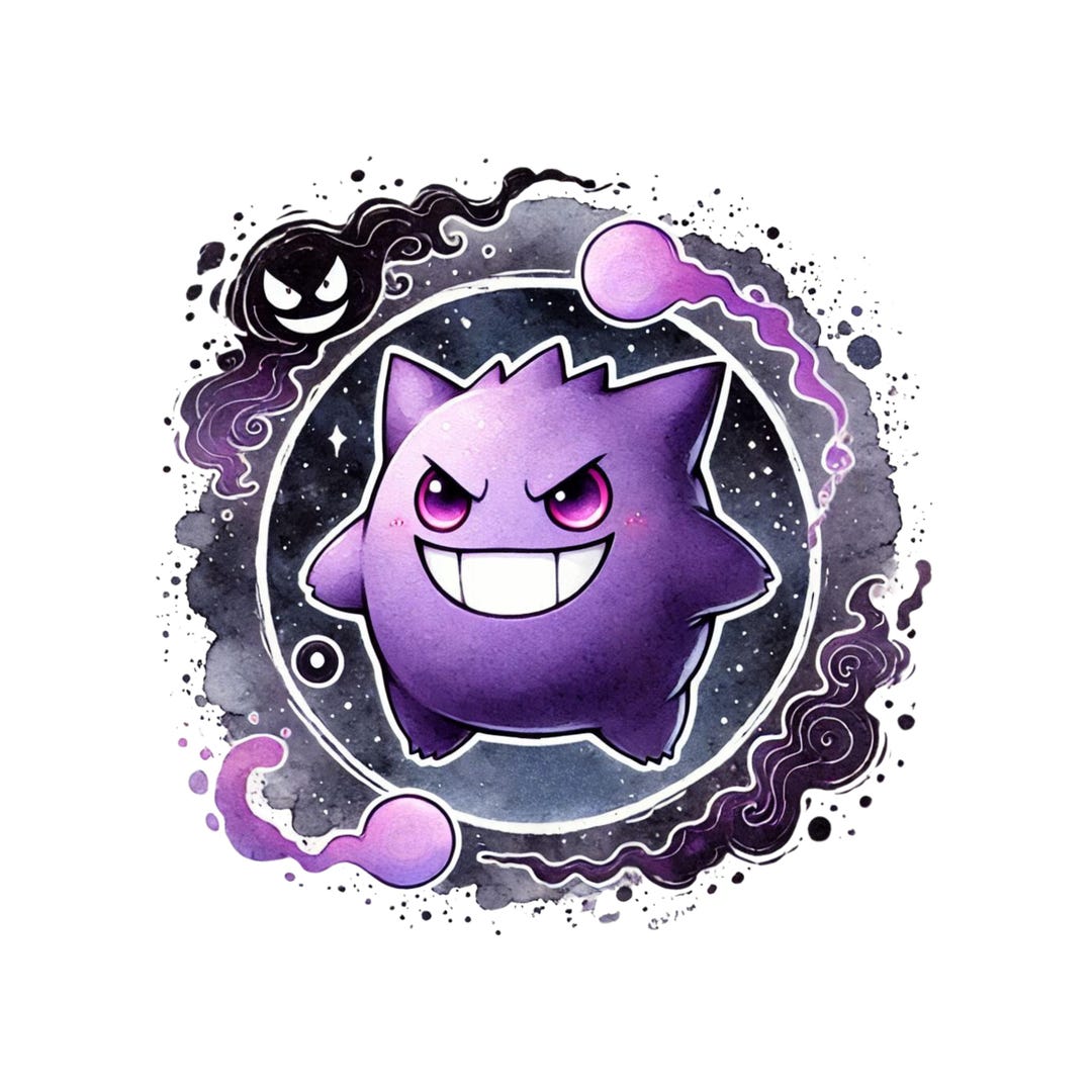 Watercolor Kawaii Gengar PNG Adorable Ghost-type Pokémon Clipart ...