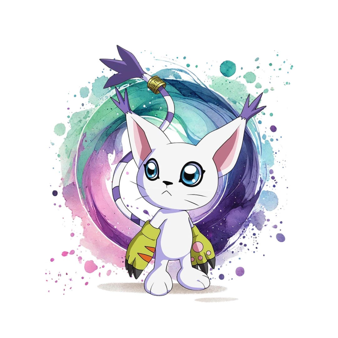 Watercolor Clipart Gatomon From Digimon PNG Instant Download - Etsy