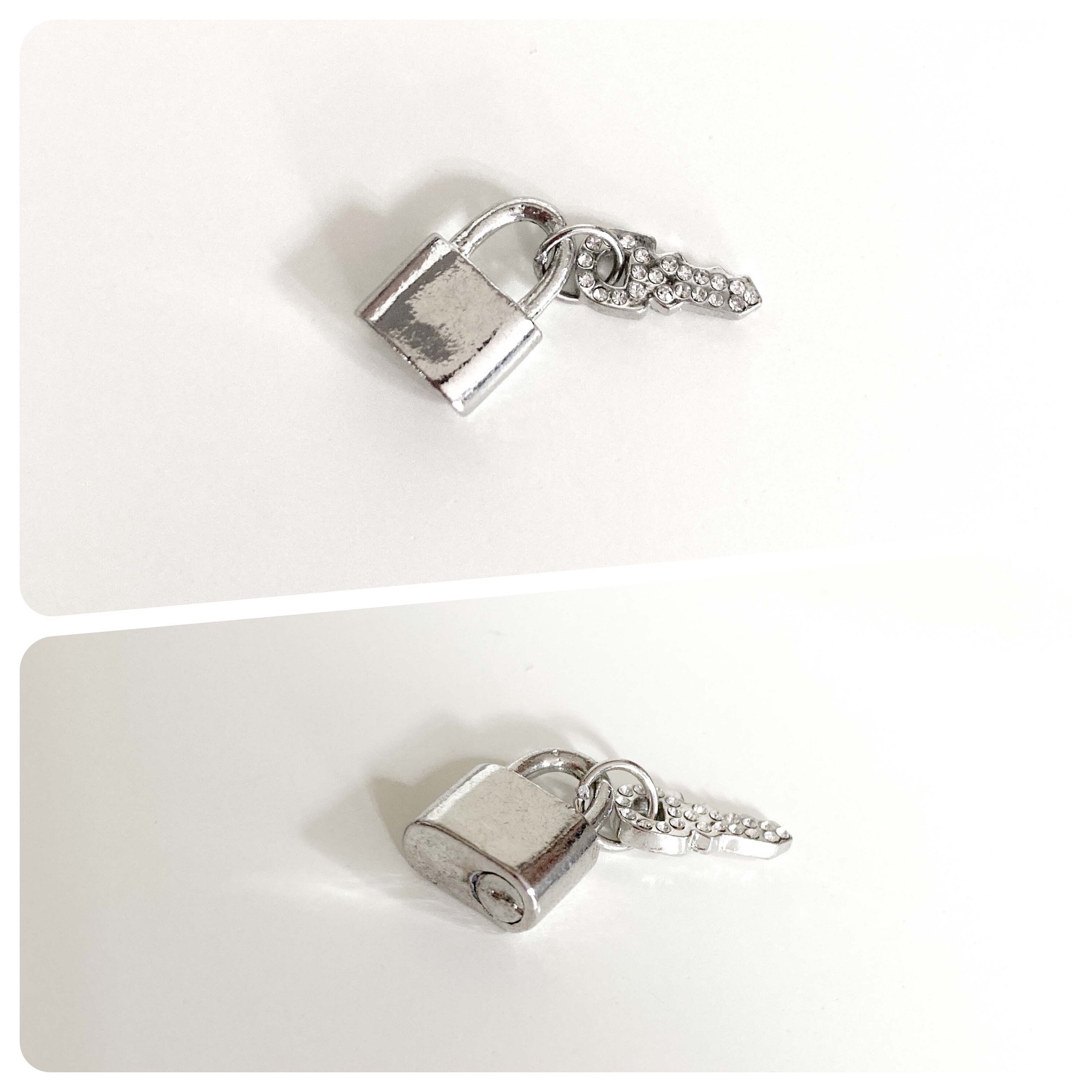 12 X Mini Padlock & Key Silver Tone 3D Crystal Gems Cute Jewellery ...