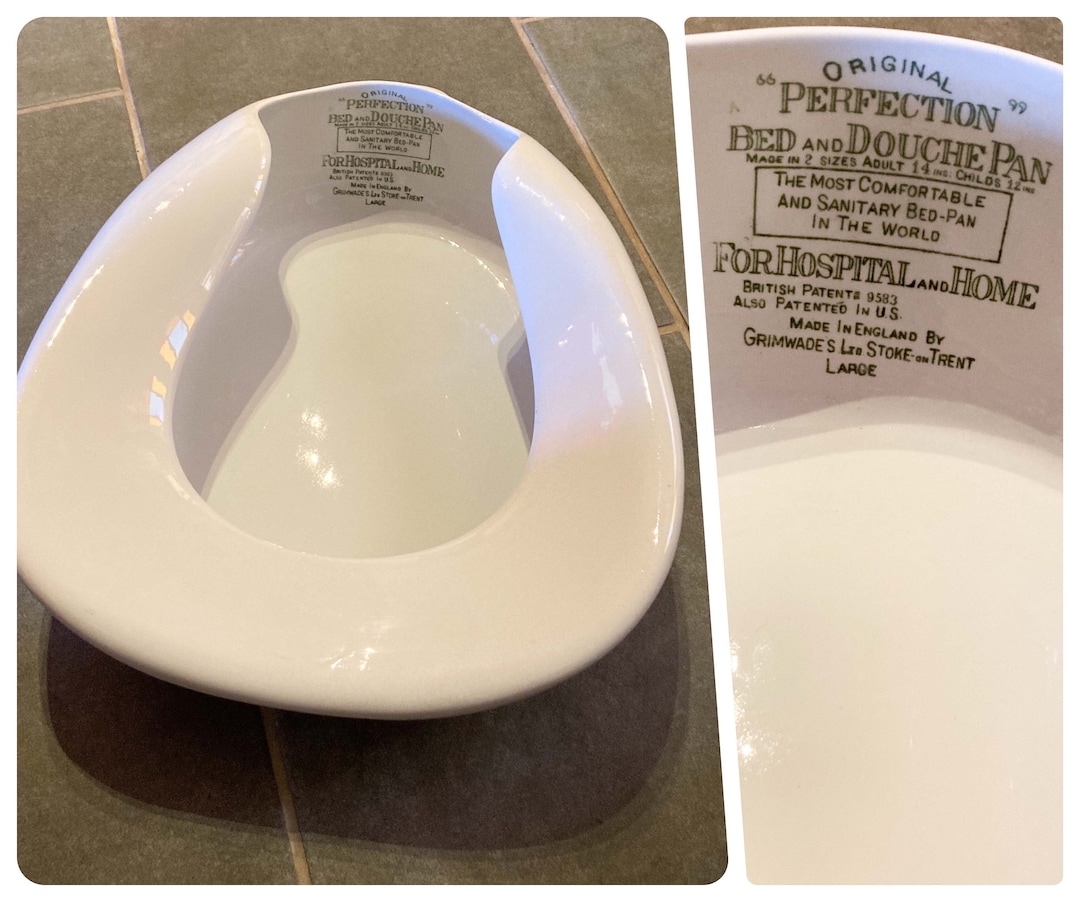Vintage Antique White Ceramic Bed Pan Douche Hospital Large Slipper Perfection Made in England ...