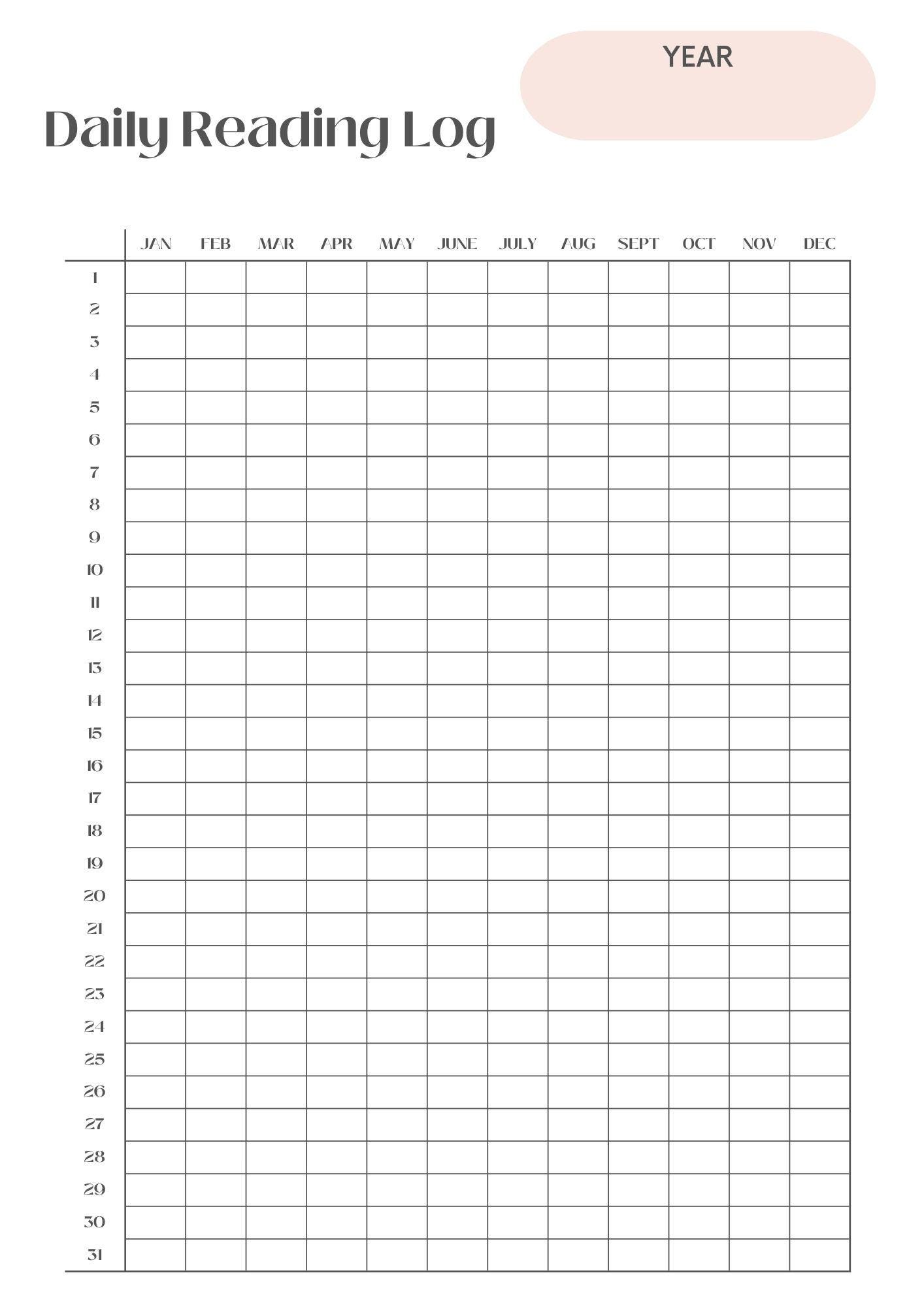 Daily Reading Log - Etsy