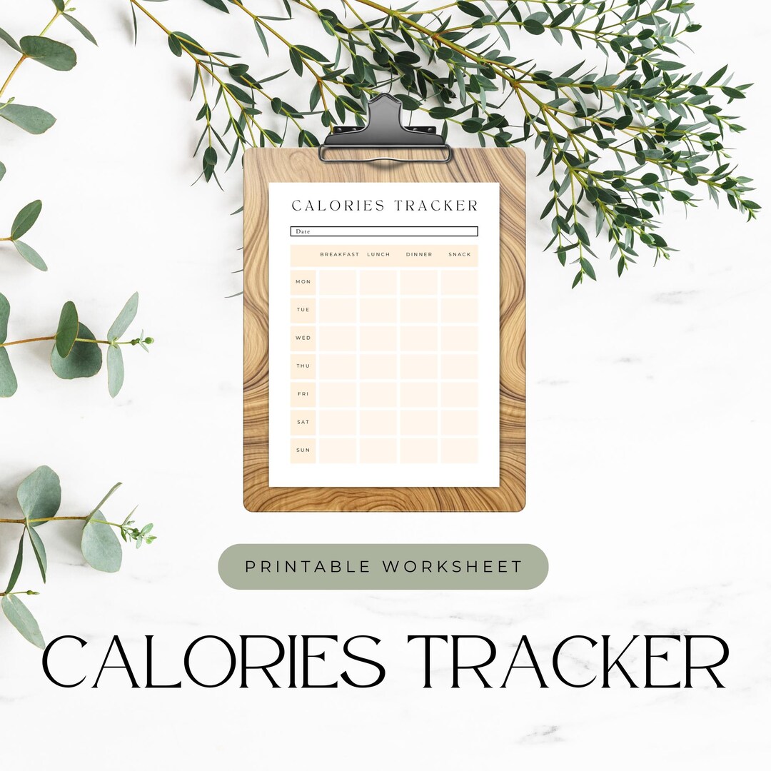 Calories Tracker | Weekly Food Log Printable | Meal Tracker PDF ...