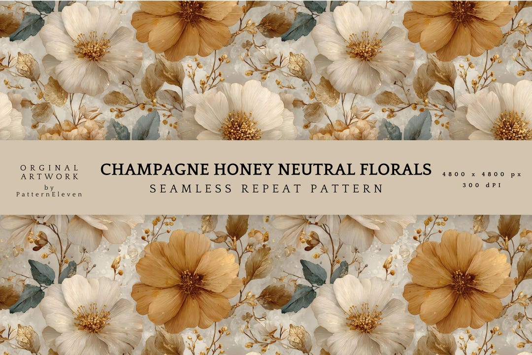 Elegant Wedding Floral Seamless Pattern | Neutral Florals in Ivory ...