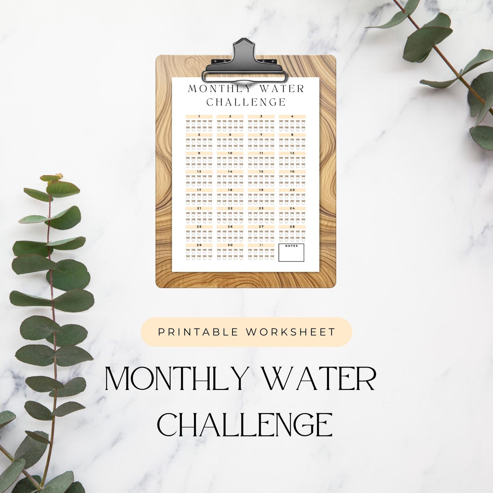 Monthly Water Challenge Tracker | Hydration Habit Tracker Printable ...
